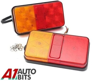 Pair 12v Led Rear Tail Lights Lamp 4 Function Trailer Caravan Truck ...