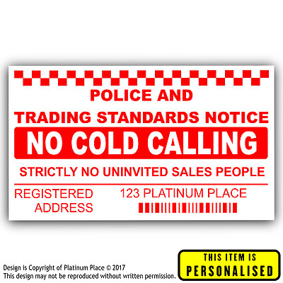 PERSONALISED No Cold Calling Salesman Callers Window Stickers External ...