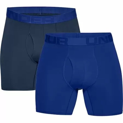 Under Armour Q16226 Mens Blue Tech 2-Pack Boxerjock 6-In Boxer Briefs ...