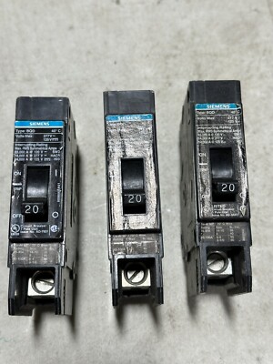 SIEMENS BQD120 20 Amp, 1P, Circuit Breakers. Lot of 3. | eBay