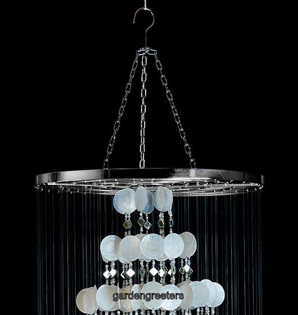 EXTRA LARGE CAPIZ SHELL CHANDELIER LIGHT CHROME/SILVER FRAME | eBay