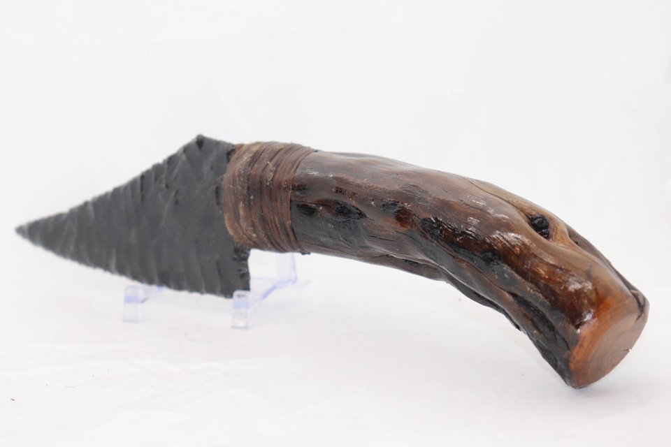 Flint Knapped Obsidian Knife Blade-Burnt Western Sagebrush Handle ...