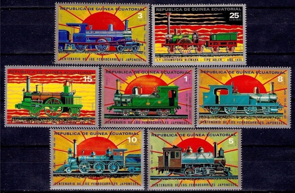 Equatorial Guinea 1972 Japanese Railway Trains Locomotives Steam Engine ...