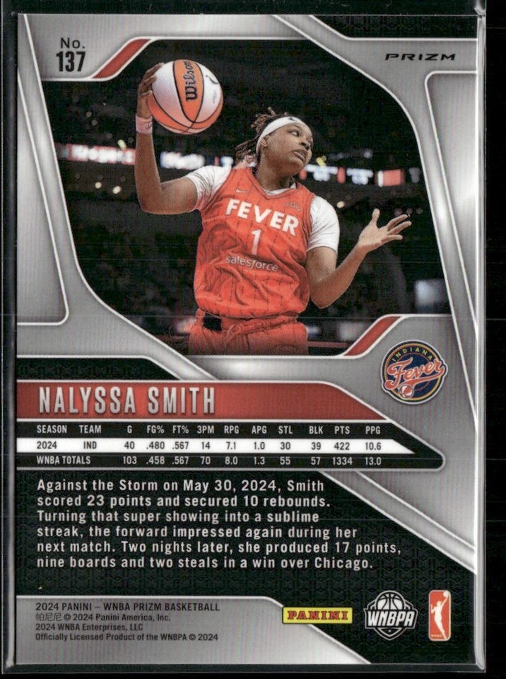 2024 Panini Prizm WNBA Orange Velocity #137 - Nalyssa Smith - Fever! | eBay