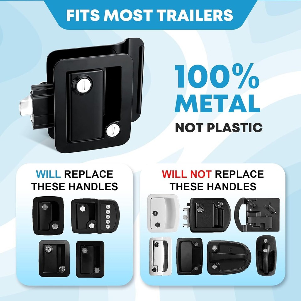 2 Black RV Paddle Entry Door Lock Latch Handle Knob Deadbolt Camper ...