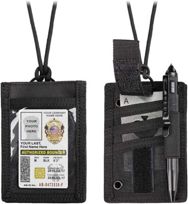 Tactical ID Card Credit Organizer Hook Loop Patch Badge Holder with ...