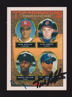 1993 TOPPS #742 Tim Crabtree & Brien Taylor DUAL SIGNED AUTOGRAPH AUTO ...