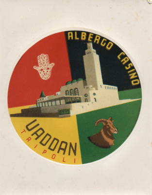 Albergo Casino Uaddan Tripol Luggage Label Sticker Travel Souvenir ...