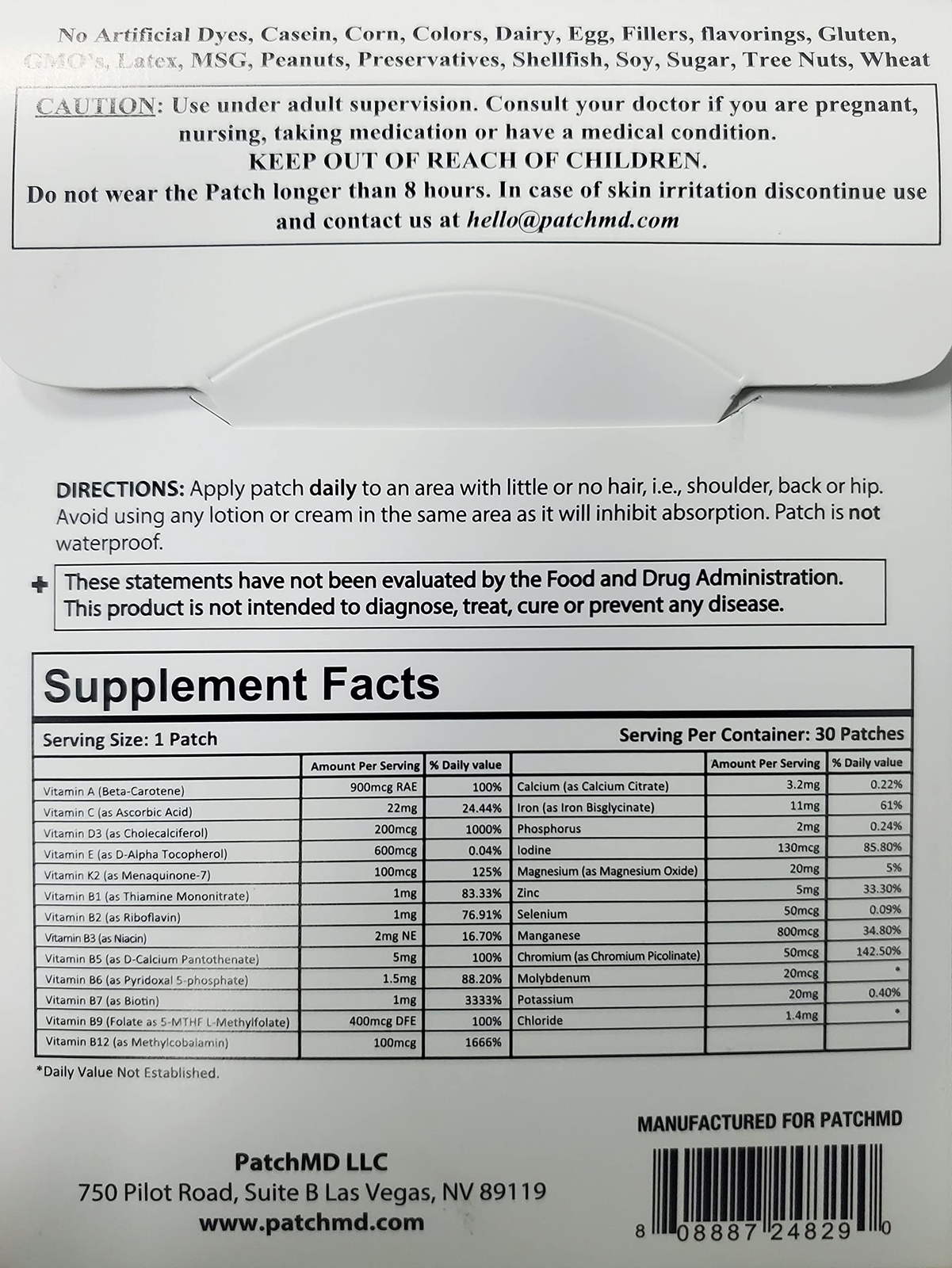 PATCHMD - Multivitamin Plus Topical Patch - 30 Days Supply | eBay