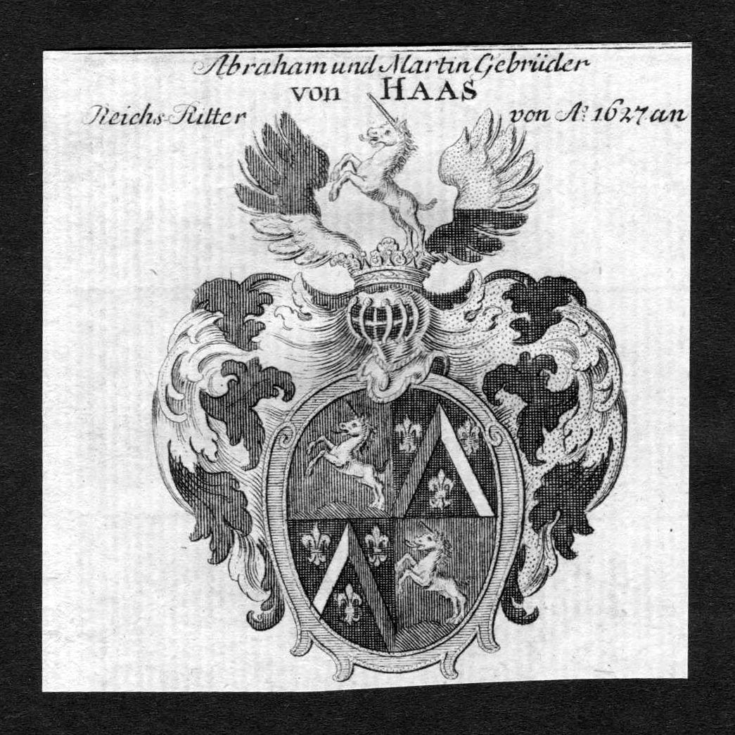 1750 - Haas Emblem Nobility Coat of Arms Heraldry Copperplate Engraving ...