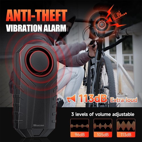 WSDCAM Upgraded Bike Alarm with Remote - 113dB Loud Anti-Theft Security ...