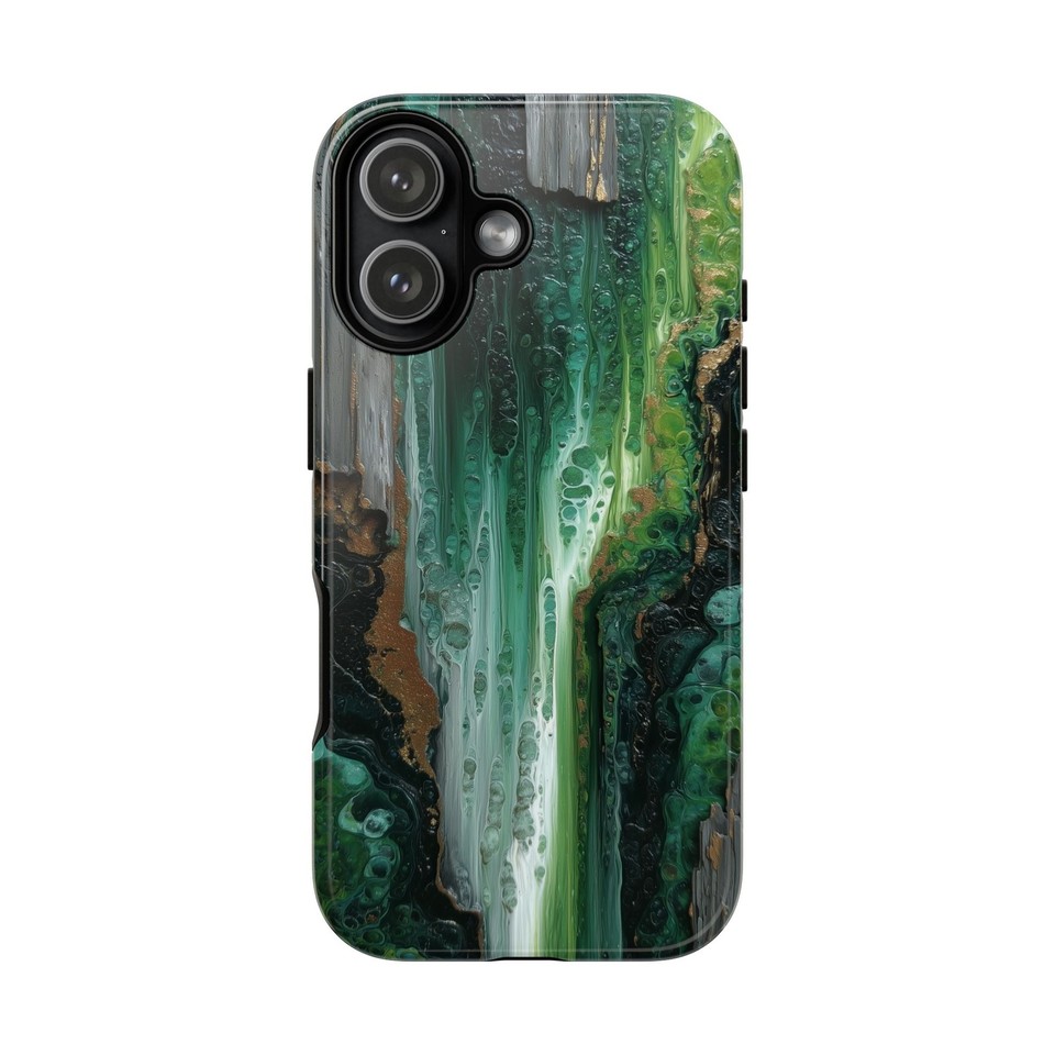 For iPhone, Galaxy, Pixel | Phone Case | Green White Hydro Dip Liquid ...