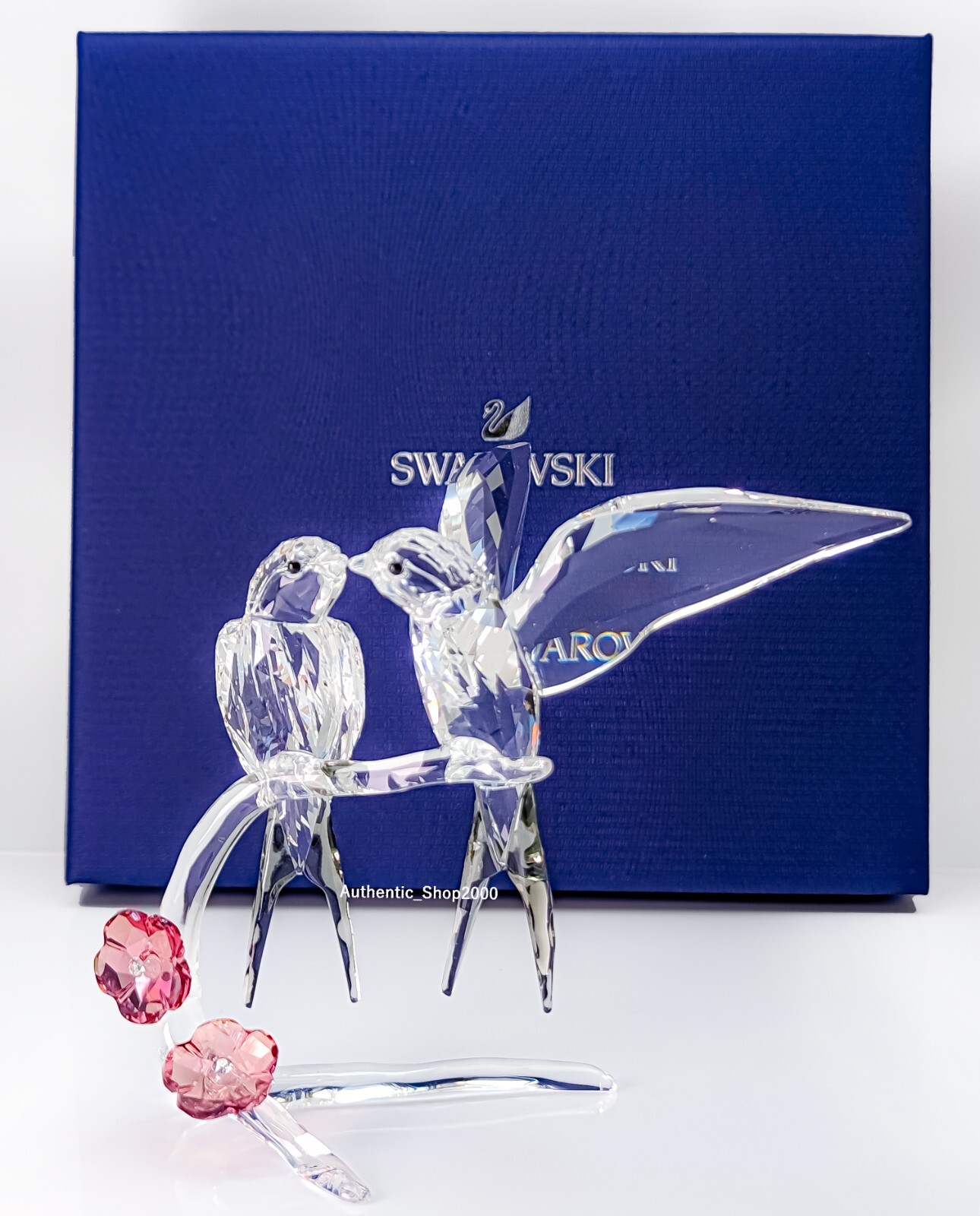 New 100% SWAROVSKI Crystal Feathered Beauties Swallows Figurine Deco ...