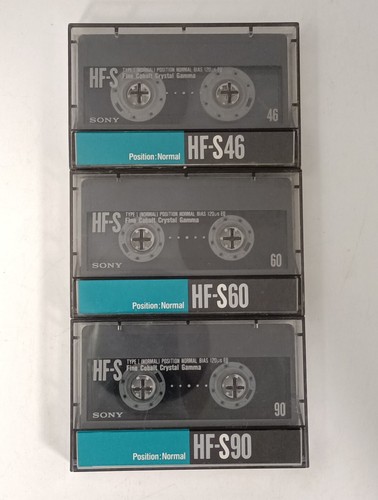 Lotto 3x SONY HF-S 46 60 90 1990 musicassette vergini cassette tape ...