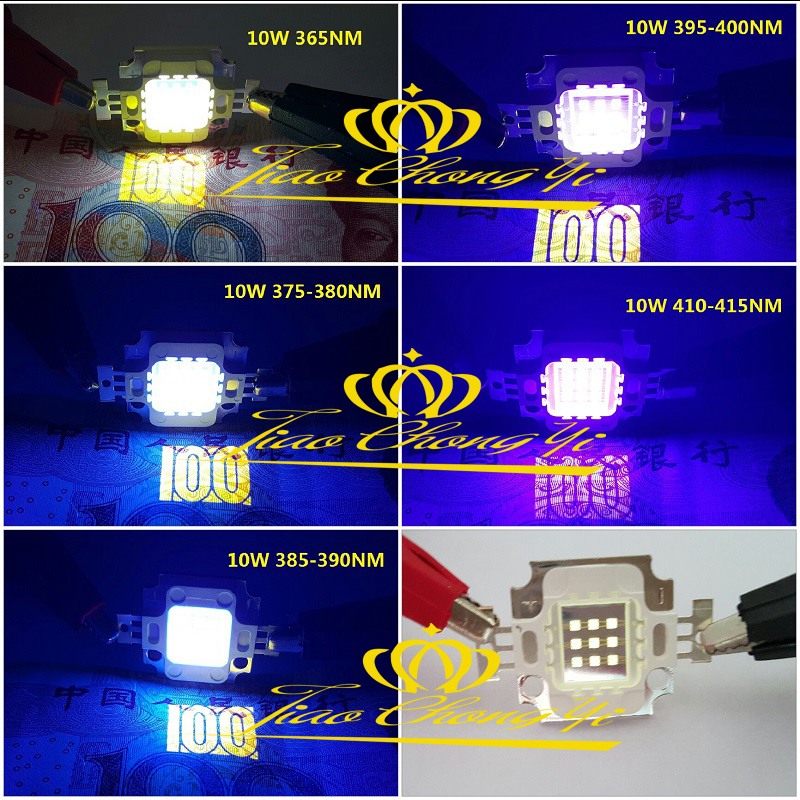10W High Power LED UV Light Chip 365nm 385nm 395nm 405nm Ultra Violet ...
