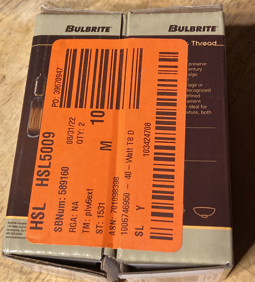 BULBRITE 40W T8 Candalebra Base Nostalgic Thread 2pk 739698132570 | eBay