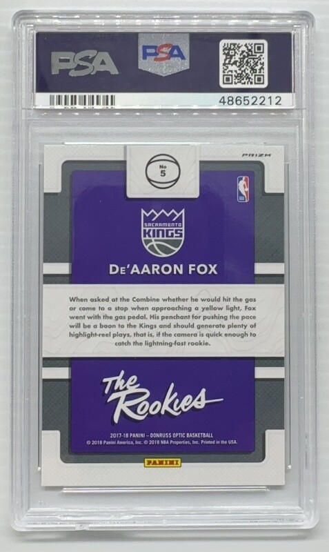 2017-18 Donruss Optic De'Aaron Fox Fast Break Holo The Rookies Auto RC ...