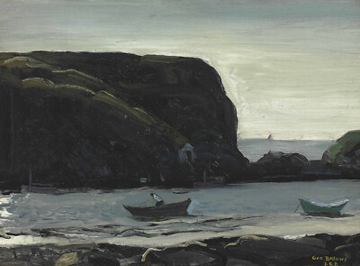George Bellows - Harbor of Monhegan, Fish Boats 1911 Signed - 17"x22 ...