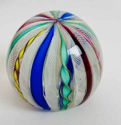 Vintage Latticino Ribbon Paperweight | eBay