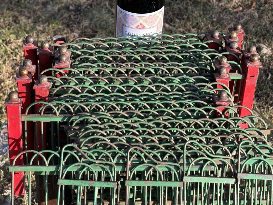 Antique Victorian Metal Feather Tree Fencing Fence Green Rails & Red ...