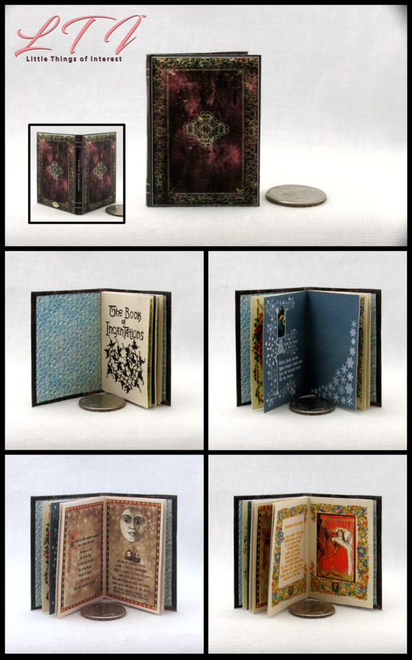 1:6 Scale BOOK OF INCANTATIONS Illustrated Readable Miniature Spell ...