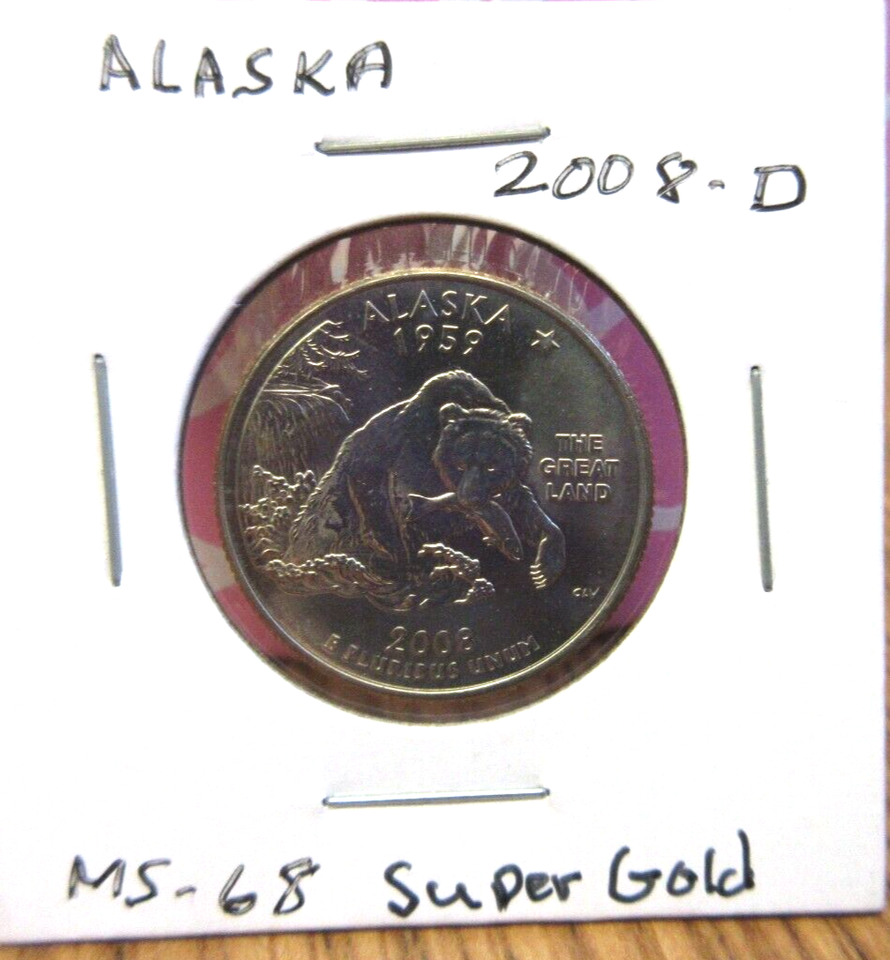 Super Gold Tone ALASKA 2008-D State QUARTER COIN Mint State 68 | eBay