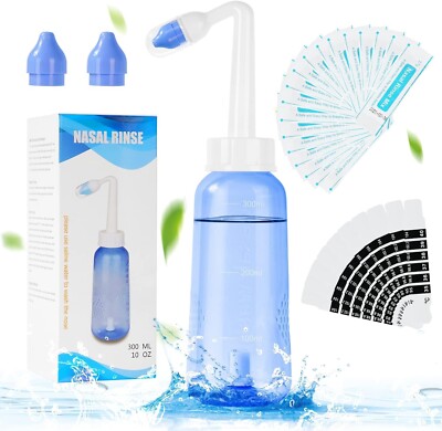 Neti Pot Nasal Irrigation Wash Bottle Sinus 20 Rinse Salt Packets ...