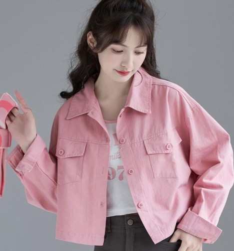 New Pink Women's Short Jacket Casual Long sleeve Coat Spring Autumn ...
