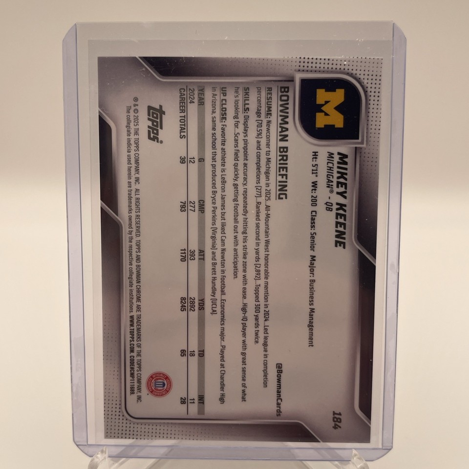 Mikey Keene 2025 Bowman Chrome University Stealth Gold /25 Michigan | eBay