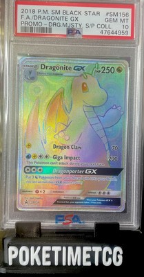 Pokemon Dragonite GX SM156 Rainbow Secret Rare Black Star Promo PSA 10 ...