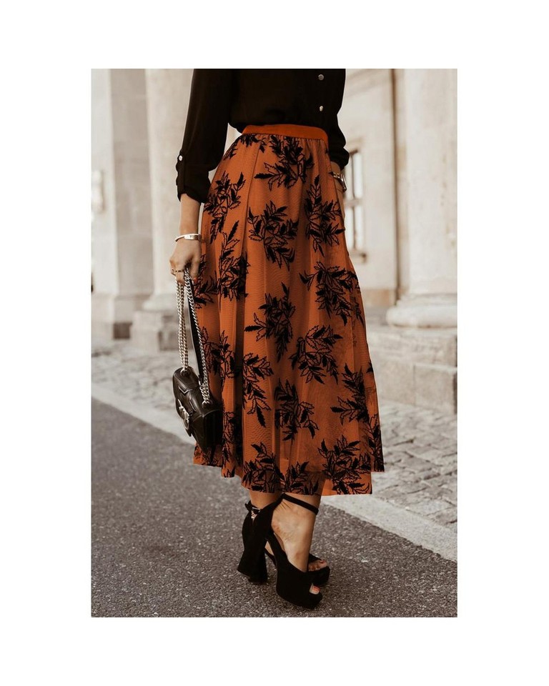 Azura Exchange Floral Print Skirt Women Gold Flame | eBay Australia