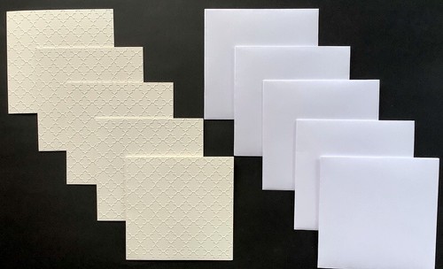 CREATE YOUR OWN CARD ~ 5 HANDMADE EMBOSSED CREAM CARDS & WHITE ...