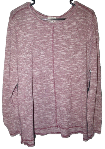 St. John's Bay Purple Heather Hacci Knit Round Neck Long Sleeve Blouse Size 1X | eBay
