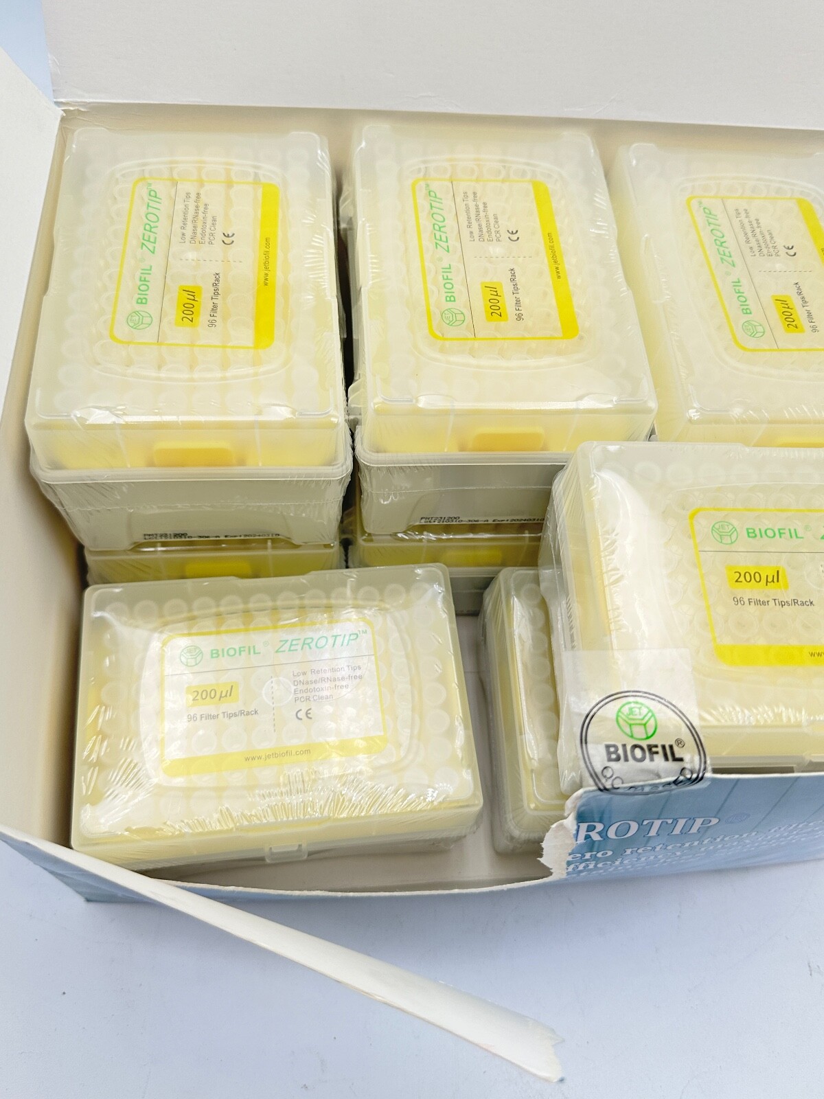 9 Racks JET BioFil 200µL Zerotip Natural Filter Sterile Pipette Micro ...