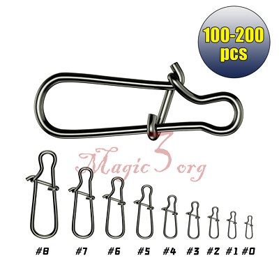 100~200Pack Fishing Snaps Duo Lock Snap Stainless Steel 40-220Lb Quick ...