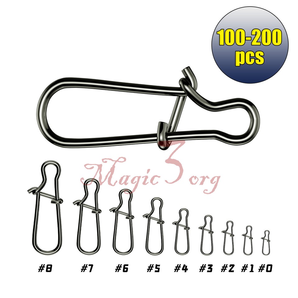 100/200pcs Fishing Duo Lock Snap Fastlock Clips Stainless Steel Bass 40 ...