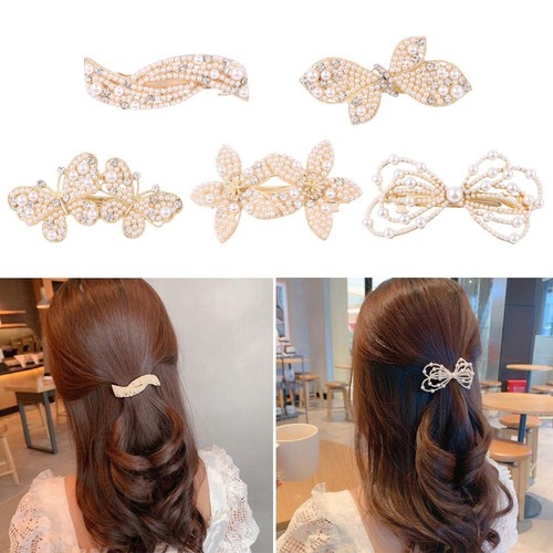 Multilayer Bow Hair Clips Pearl Flower Spring Clip Headwear Imitation ...