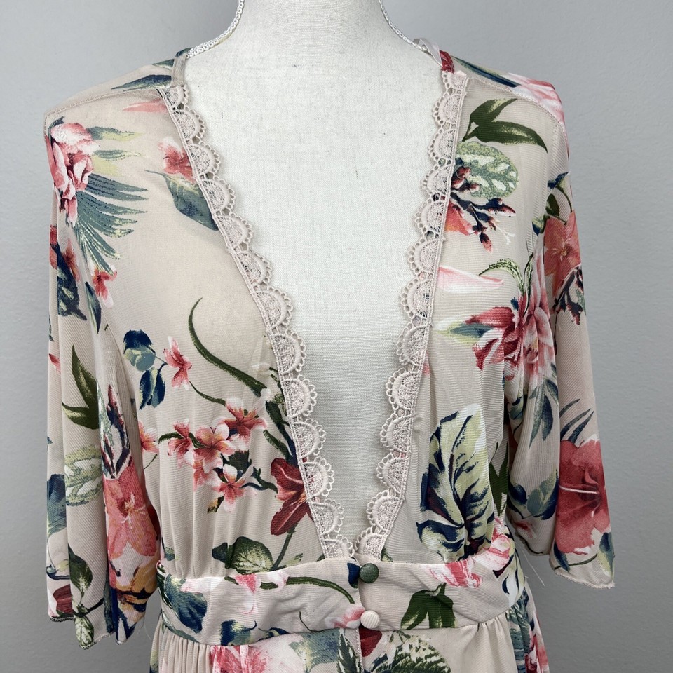 L.I.F.E. Love Is For Eternity Floral Duster Cover Up Maxi Women's Size ...