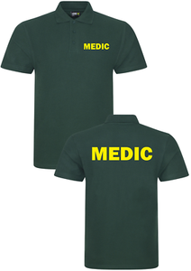 MEDIC POLO SHIRT WORKWEAR MEDICAL FIRST AID HEALTH CARE HOSPITAL TOP ...