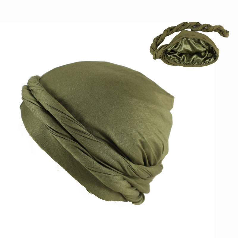 Turban Durag for Men Unisex Satin Silk Lined Elastic Turban Head Wrap ...