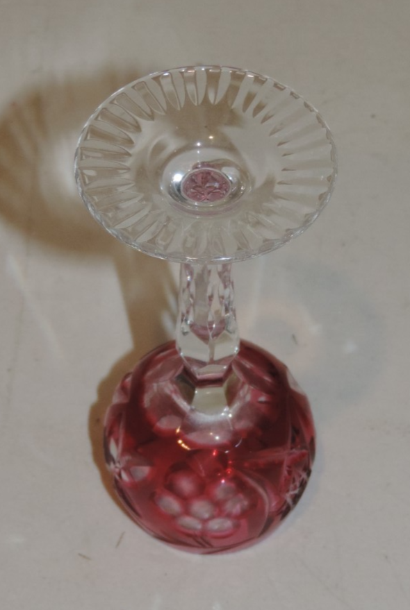 BAYEL VINEYARD GRAPE CRANBERRY CUT TO CLEAR 14 5/8" DECANTER & 6 4 3/8 ...