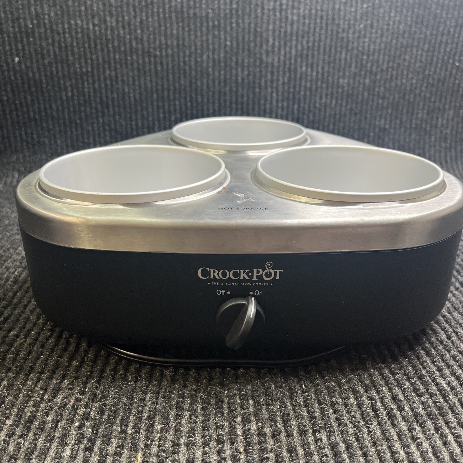 🔥Crockpot Trio 16oz Little Triple Dipper Slow Cooker SCRMTD307-DK BASE ...