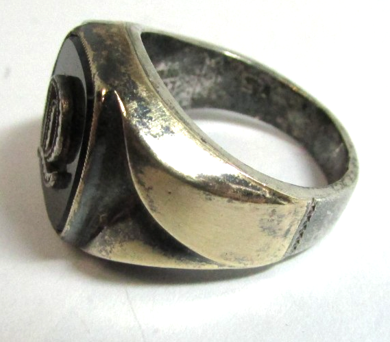 Vtg Men's 10K Gold Top & Sterling Silver D Initial Black Onyx Ring Sz 8 ...