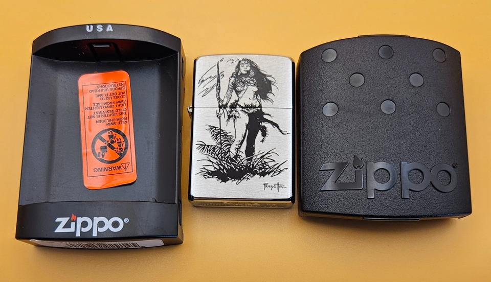 Zippo Lighter 2003 Pellucidar Woman with Spear by Frank Frazetta, New ...