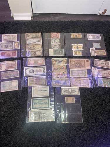 Large Lot of 41 Assorted Vintage Bank Notes Paper Money (Read ...