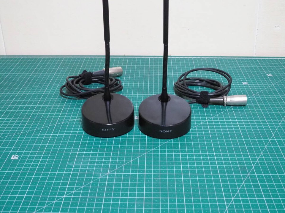 Sony ECM-530 Gooseneck Microphone Dual Set Phantom Power Battery Used ...