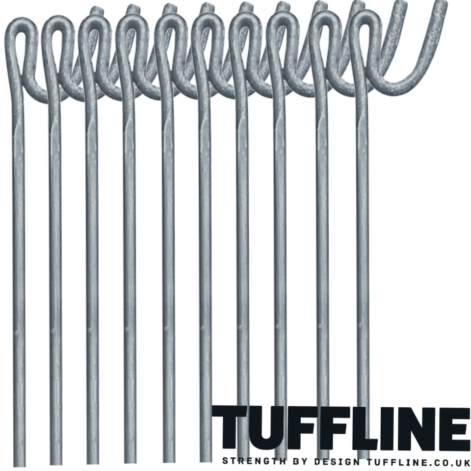 TuffLine Fencing Pins Steel - Black - Galvanised - Ribbed 8mm or 10mm x ...