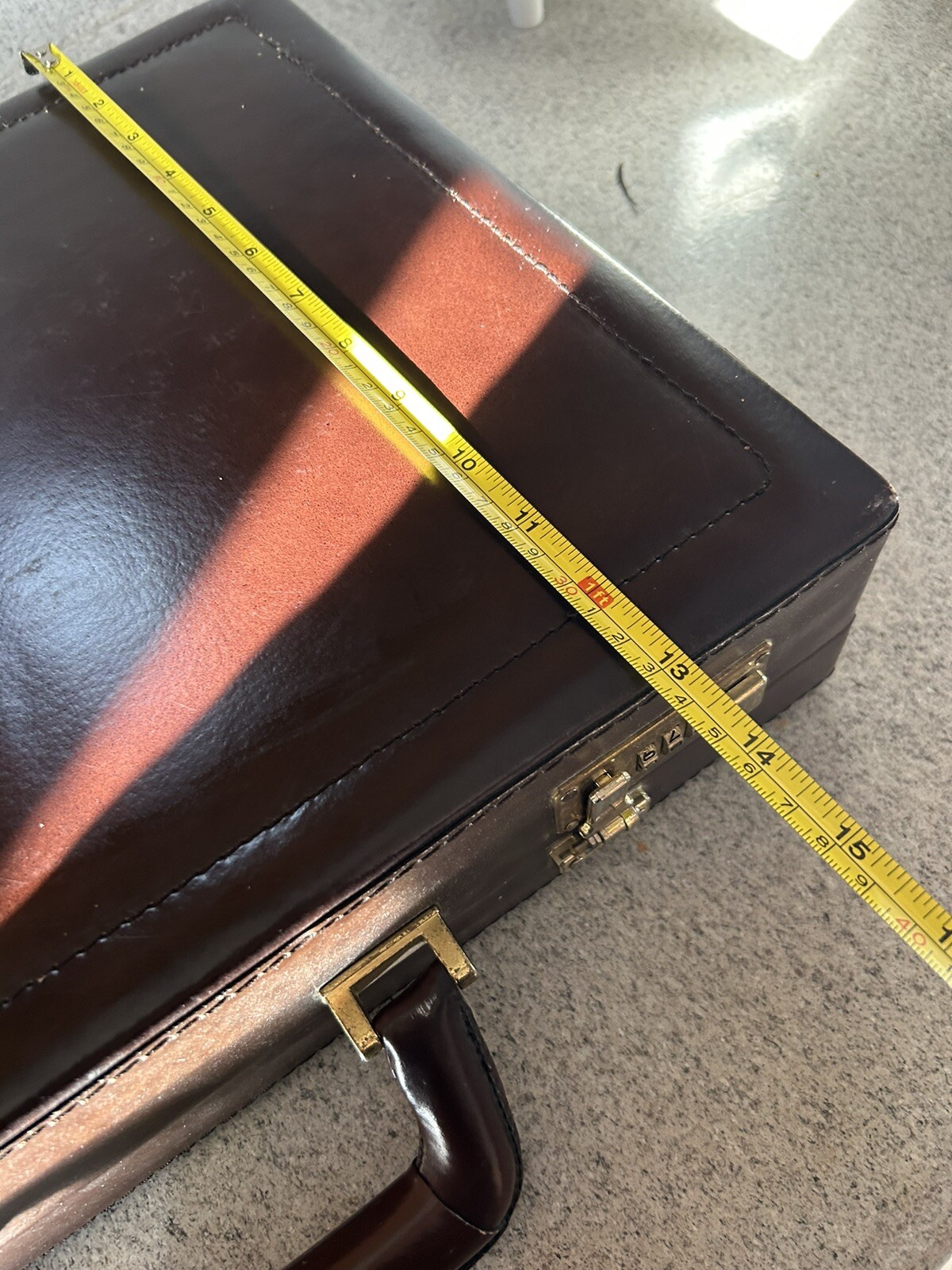 FRANZEN Briefcase Top Grain Leather Briefcase Suede Lined Combo Lock ...