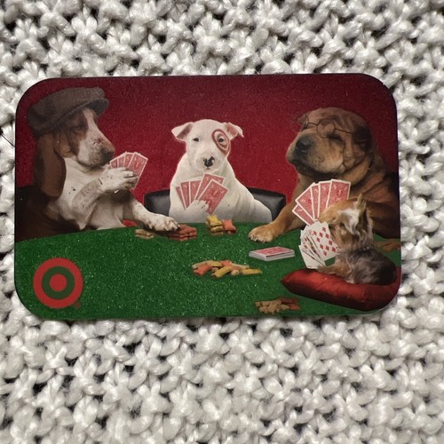 TARGET Gift Card FUZZY FELT CARD dogs Playing POKER - No Value ...