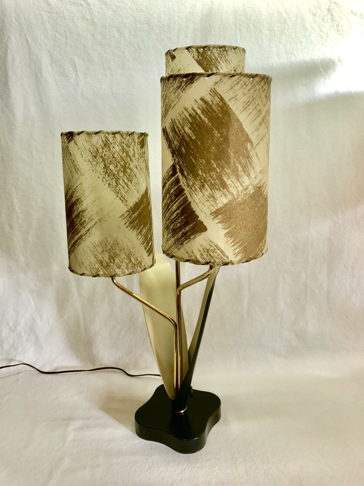 50s 60s Mid Century Modern Atomic Table Lamp Tulip with 3 Fiberglass ...